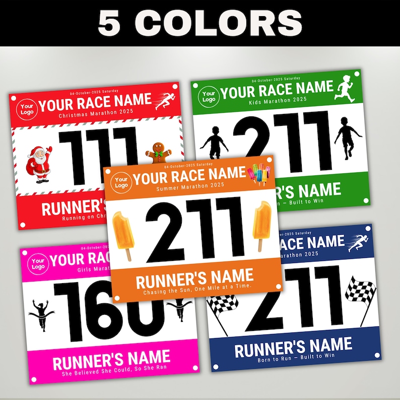 Race Bibs Template, Custom Race Bib, Printable Racing Bib, Running Race ...