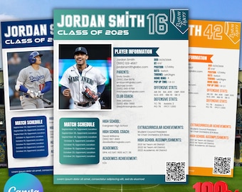 Softball Profile Sheet Template, Softball Player Profile, Athlete ...