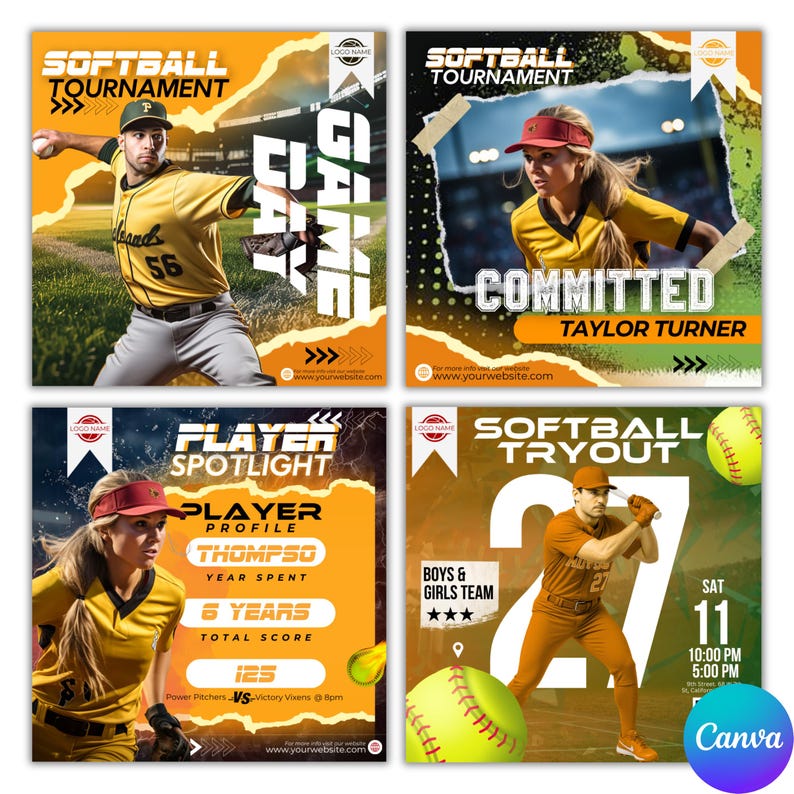 Editable Softball Iinstagram Templates, Softball Game Day, Softball ...