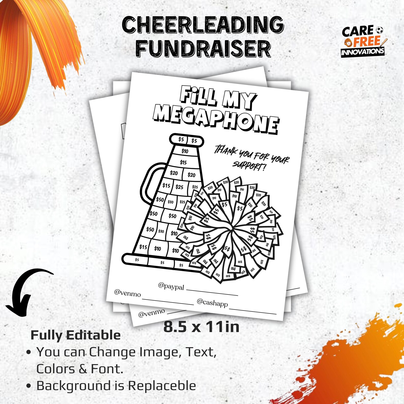 Fill My Pom Pom Fundraiser, Editable Cheer Fundraiser Template, Cheer ...