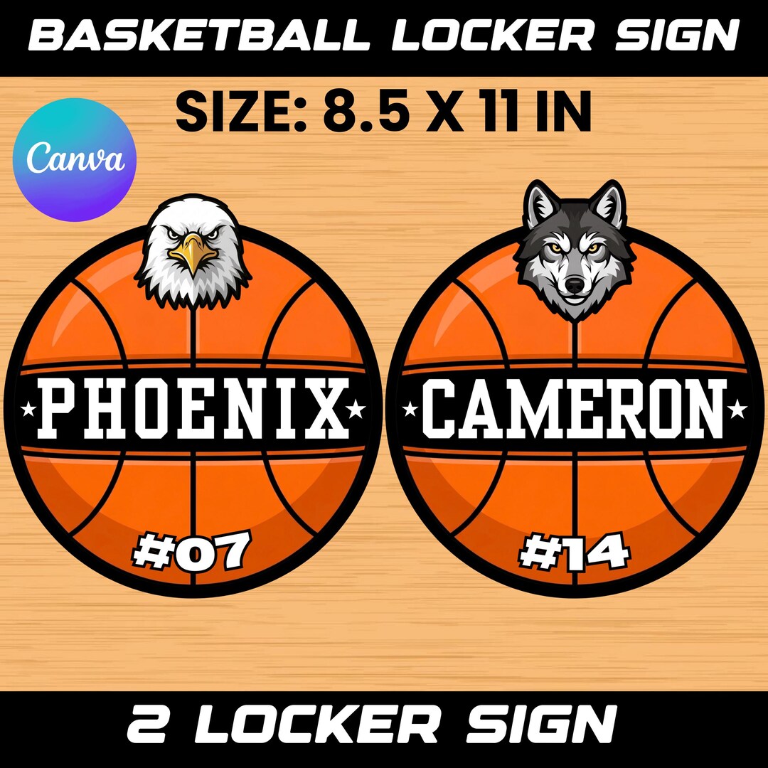 Editable Basketball Locker Sign Template, Printable Locker Door ...