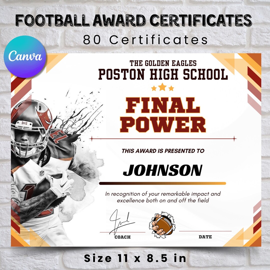 Editable Football Award Certificate Templates Bundle, Printable ...