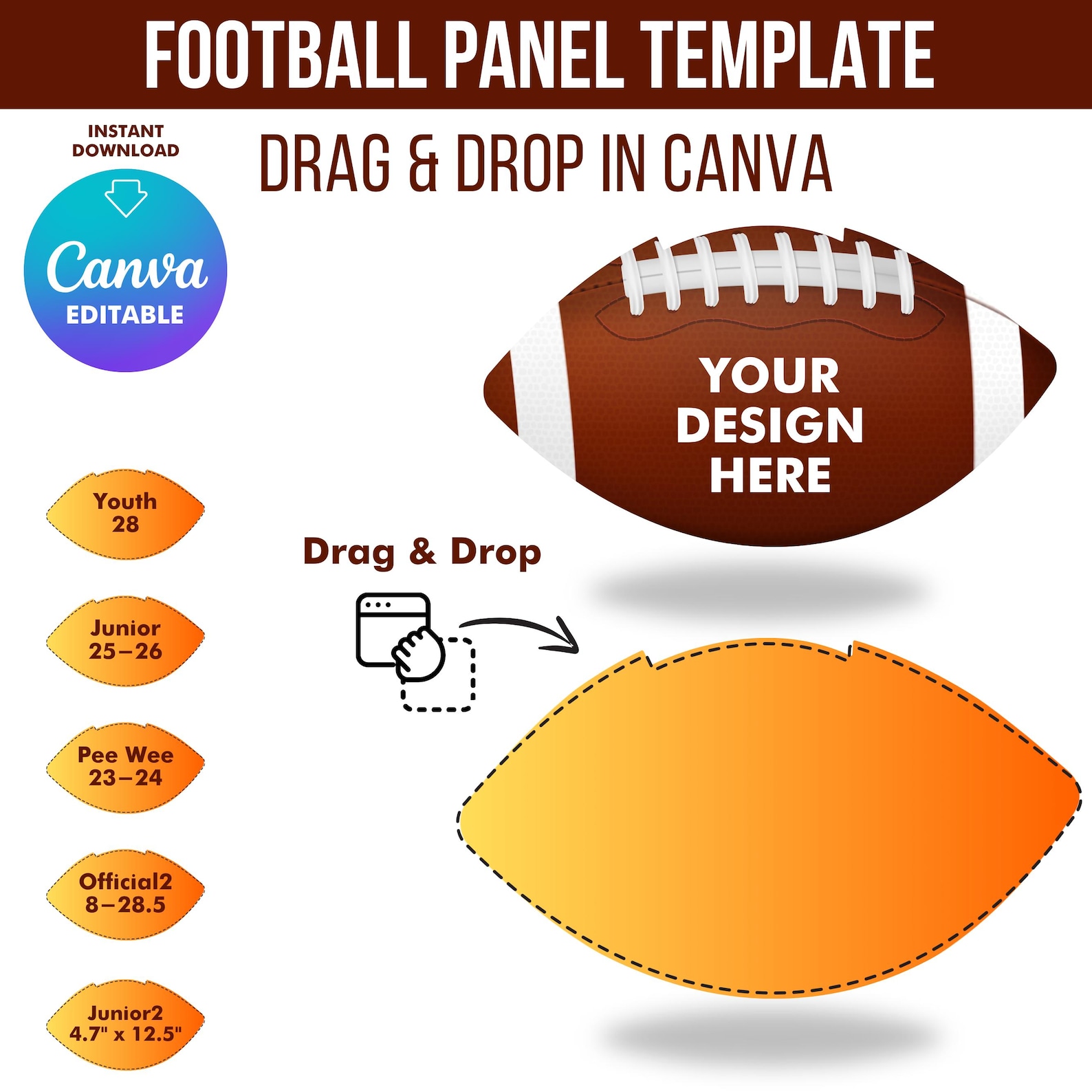 Football Panel Template, Custom Photo Football Wrap, Football Ball ...
