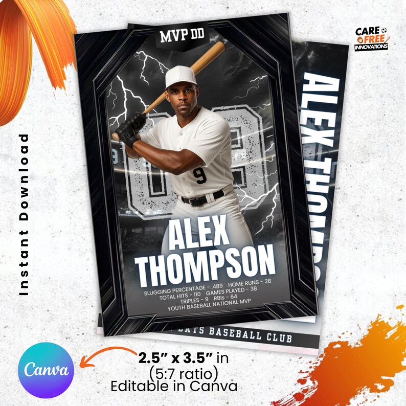 Baseball Card Canva Template, Editable Baseball Trading Card, Sports ...