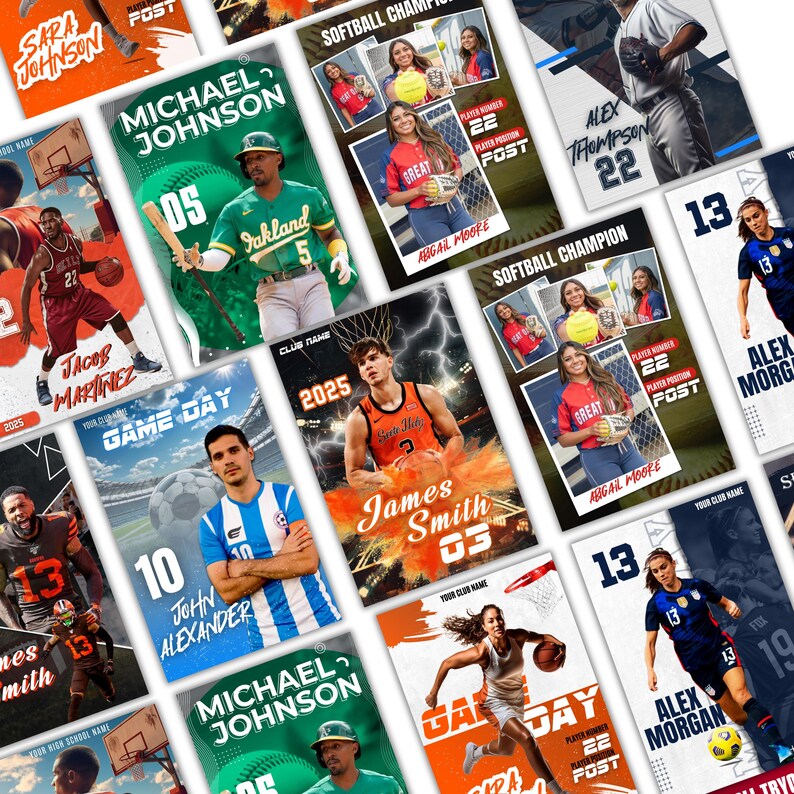 20 Sports Posters, Sports Posters PSD, Basketball Poster, Sports Canva ...