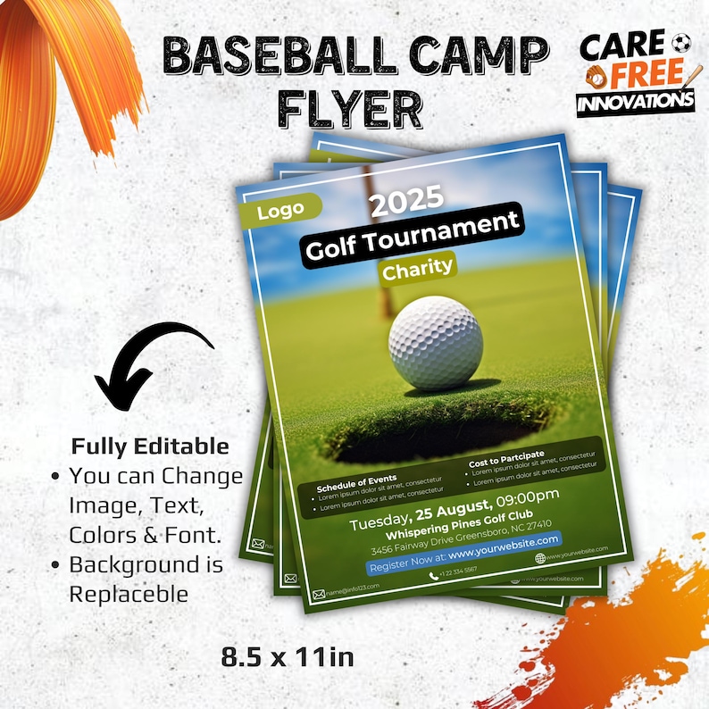 Golf Tournament Flyer Template, Golf Outing Flyer, Golf Charity ...