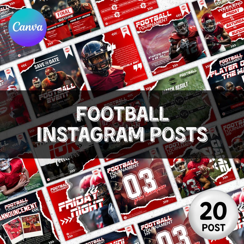 Football Instagram Post Template, Football Schedule Template, Football ...