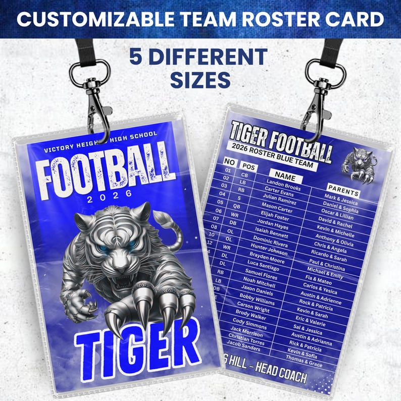 Editable Team Roster Card Template for Coaches | Customizable Sports ...