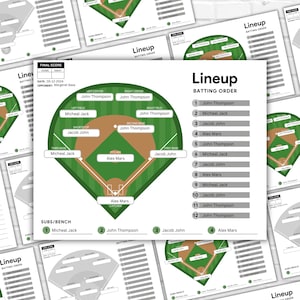 Editable Baseball Lineup,softball Lineup,baseball Chart Cards,baseball ...