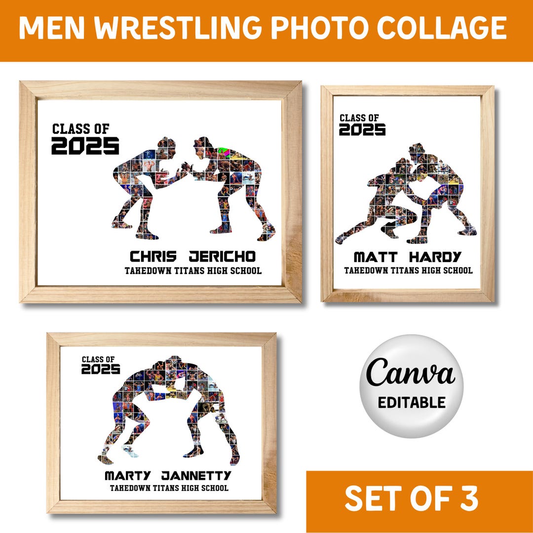 Men Wrestling Photo Collage Template, Sports Memory Photo Template ...