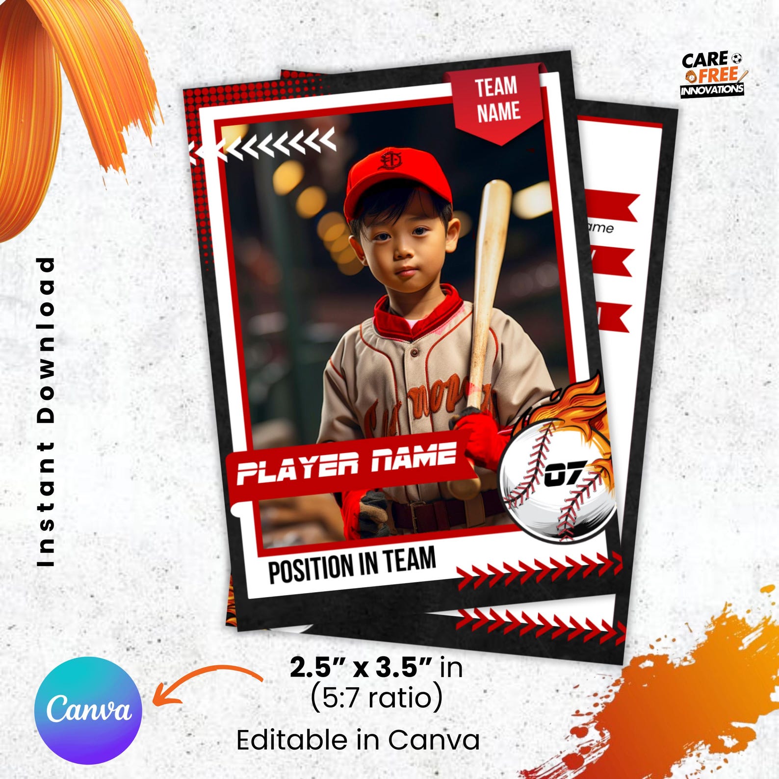 Baseball Card Canva Template, Editable Baseball Trading Card, Sports ...