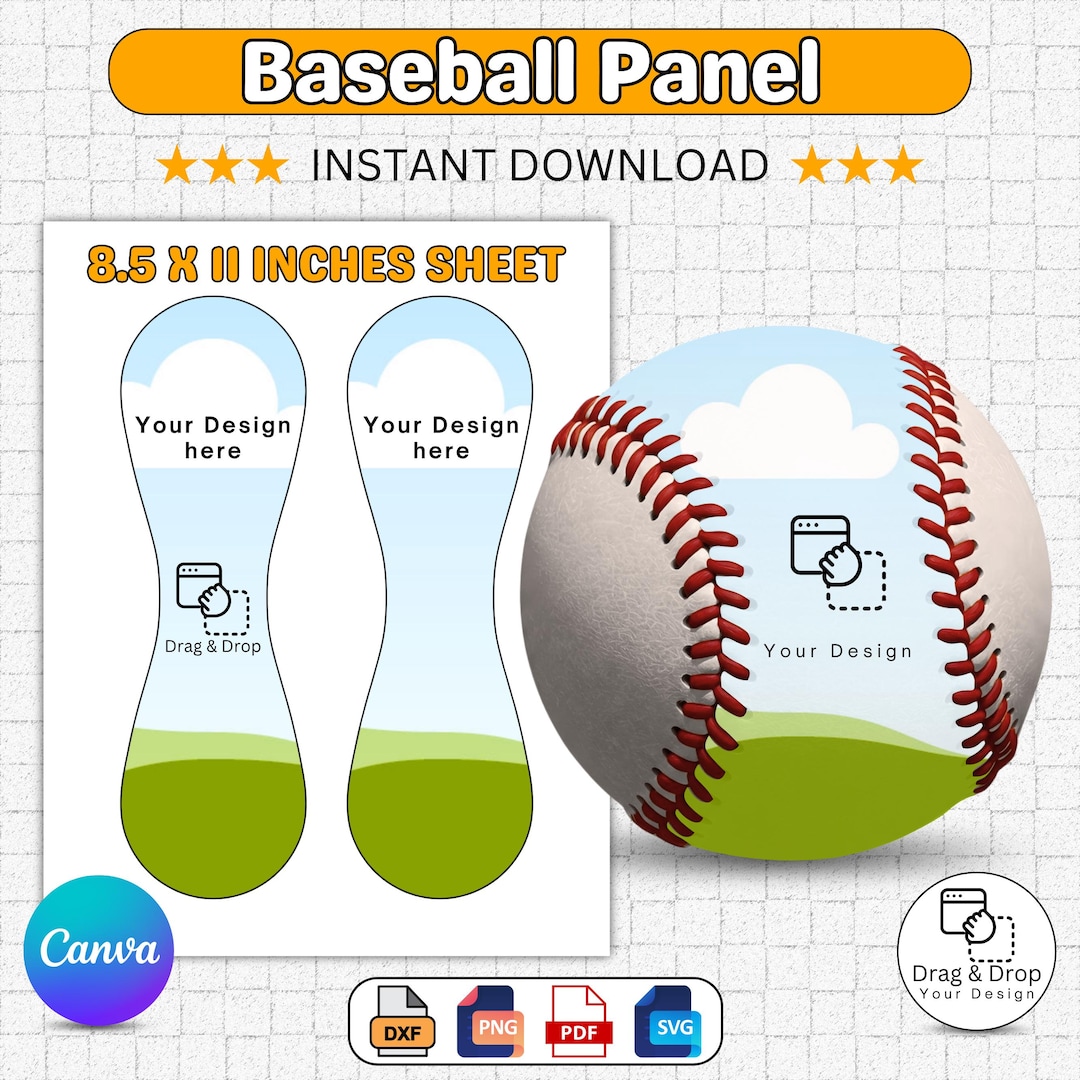 Baseball Panel Template, Baseball Panel Wrap Template, Ball Wrap, DIY ...