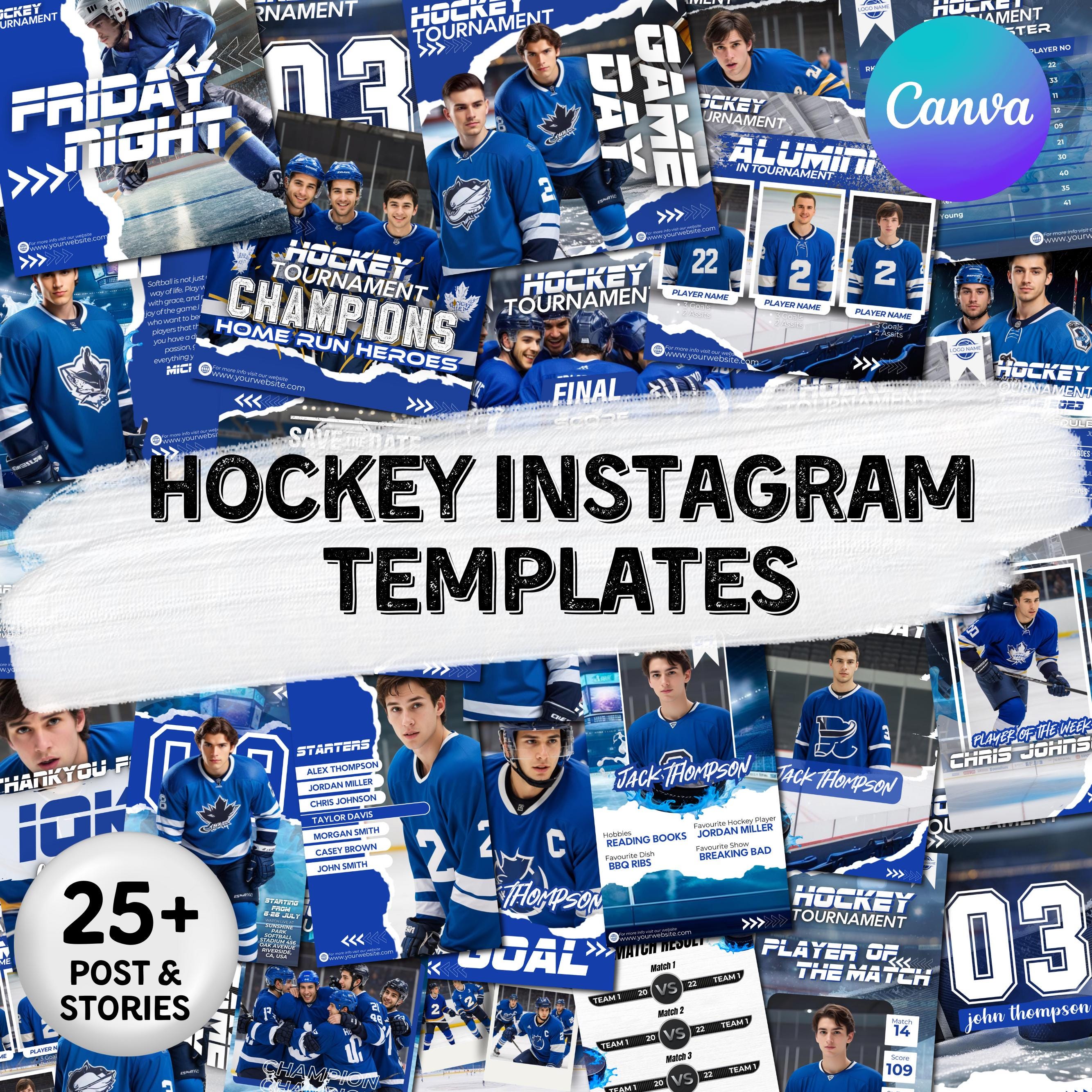 Hockey Instagram Post Template Bundle, 20+canva Hockey Templates ...