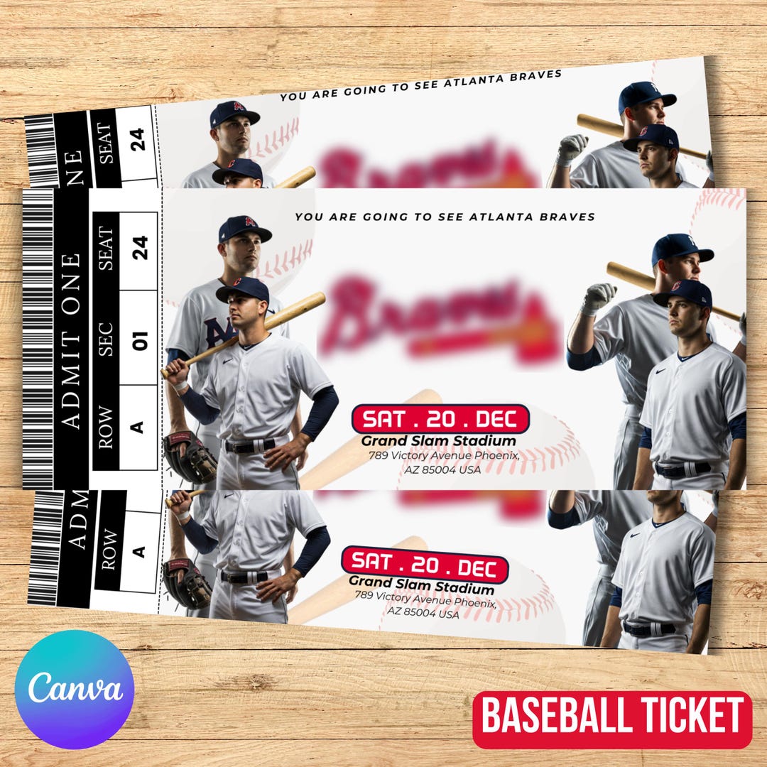 Baseball Ticket Template, Baseball Invitation, Printable Fake Baseball ...
