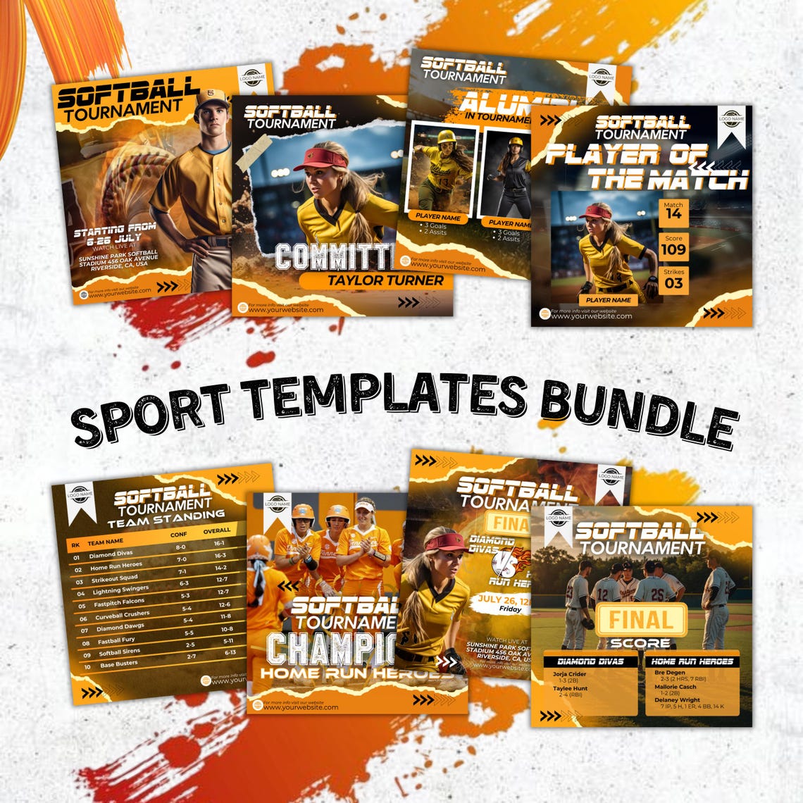 Softball Social Media Templates, Sports Social Media Post, Softball ...