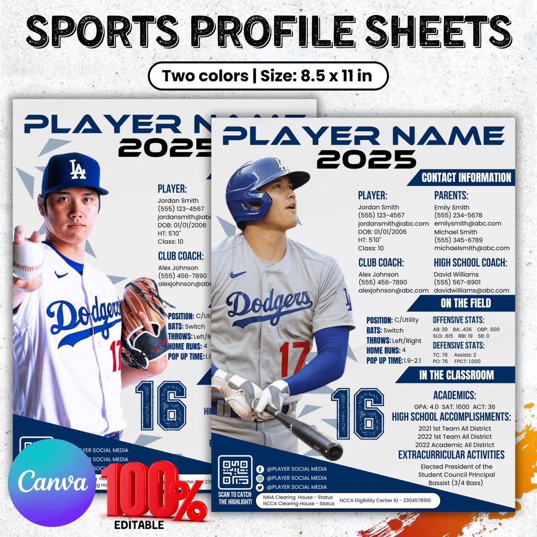 Sports Profile Sheet Template, Softball Player Profile Sheet Resume ...