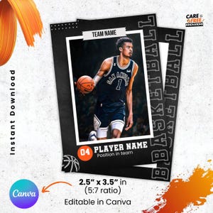 Basketball Trading Card Template, Editable Basketball Cards, Player ...