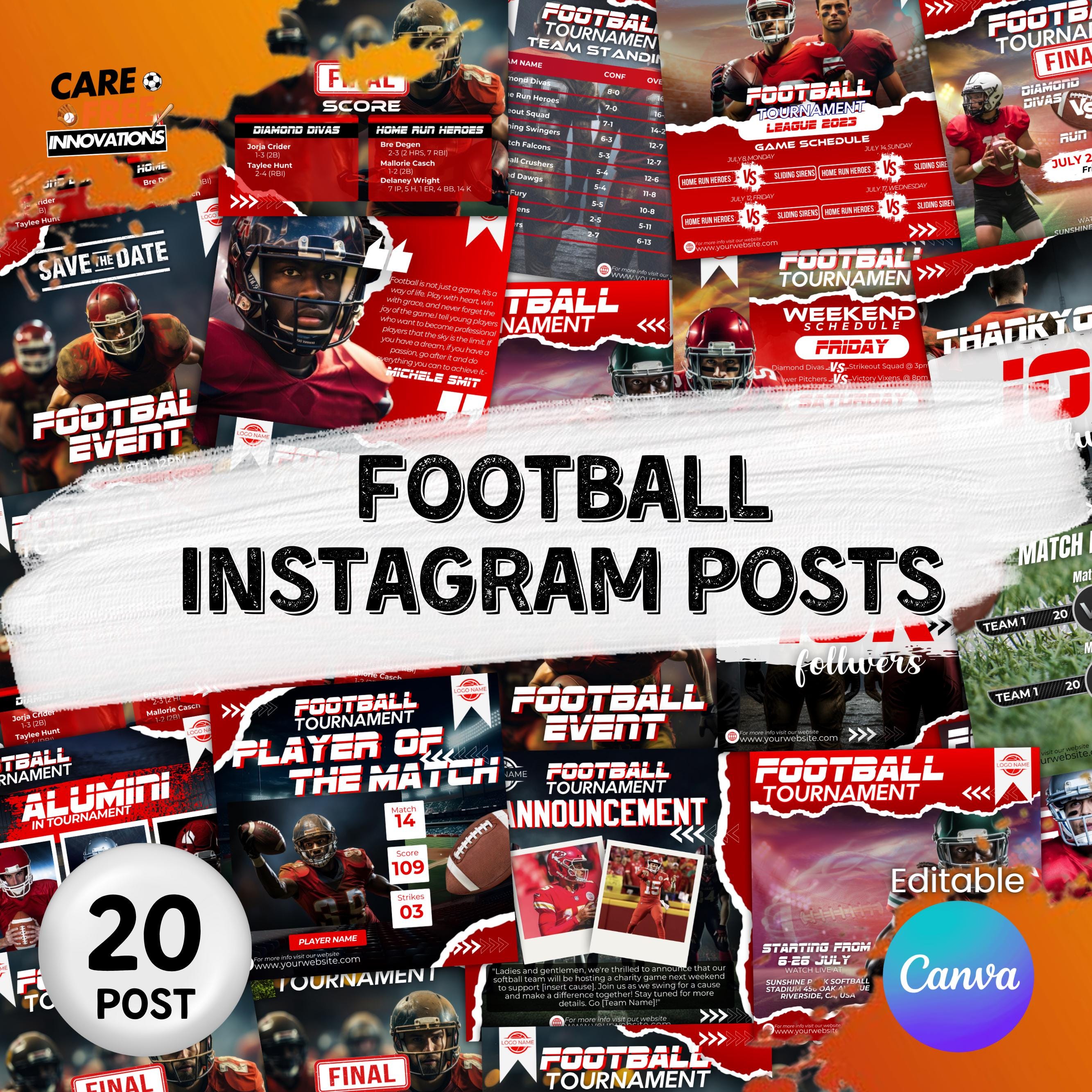 Football Instagram Post Template, Football Schedule Template, Football ...
