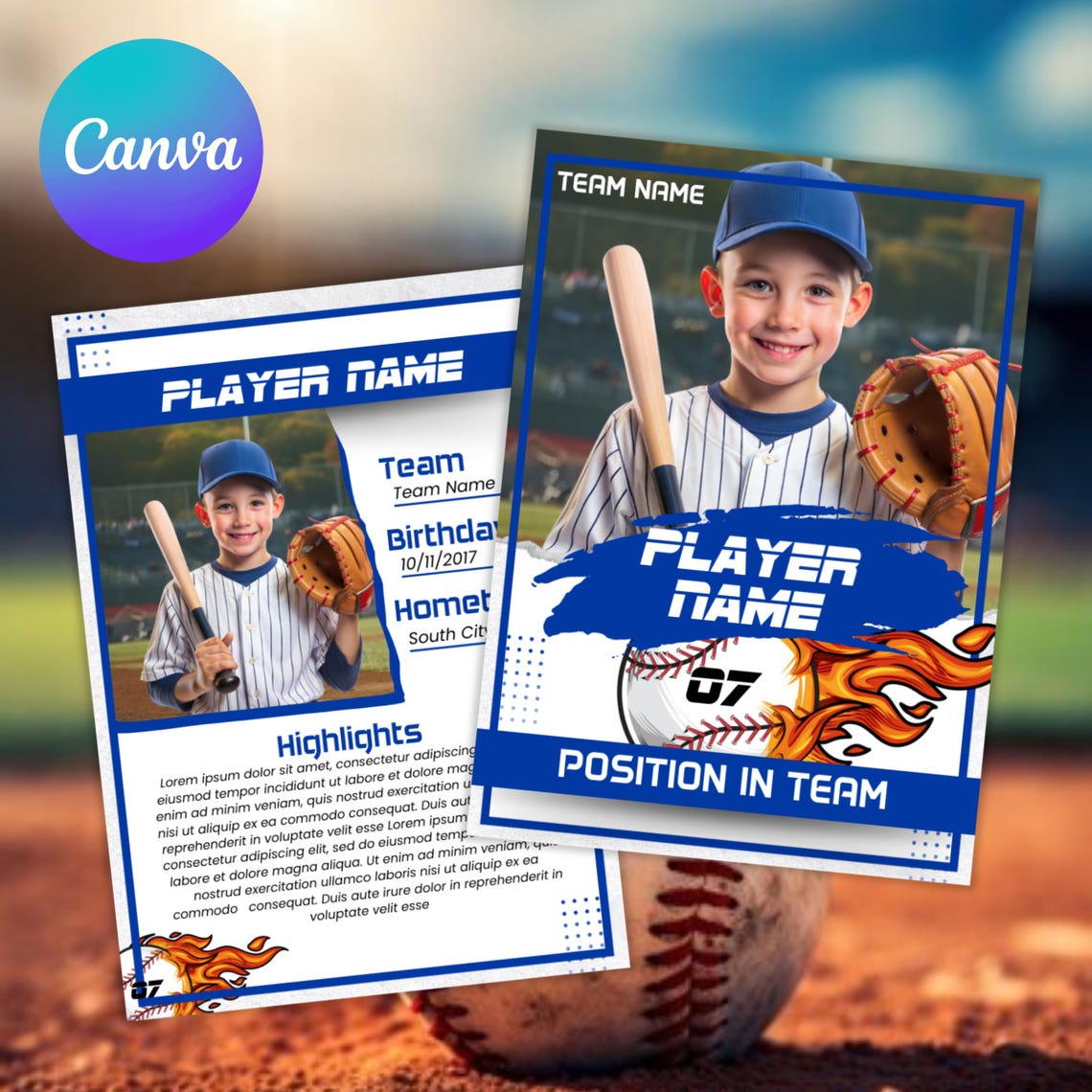 Baseball Card Canva Template, Editable Baseball Trading Card, Sports ...