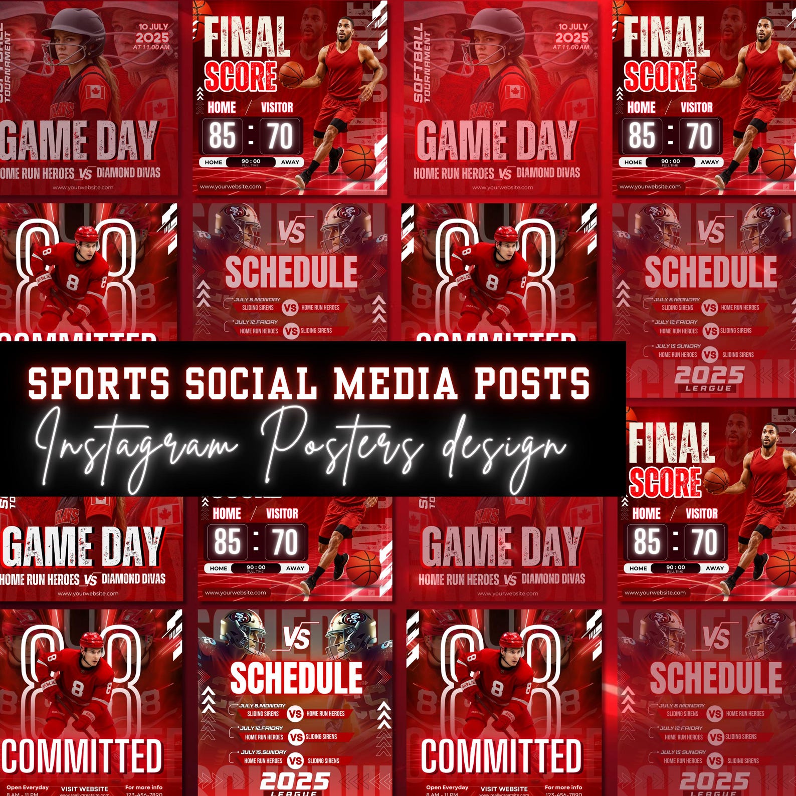 Canva Sports Social Media Templates, Softball Tournament Gameday ...