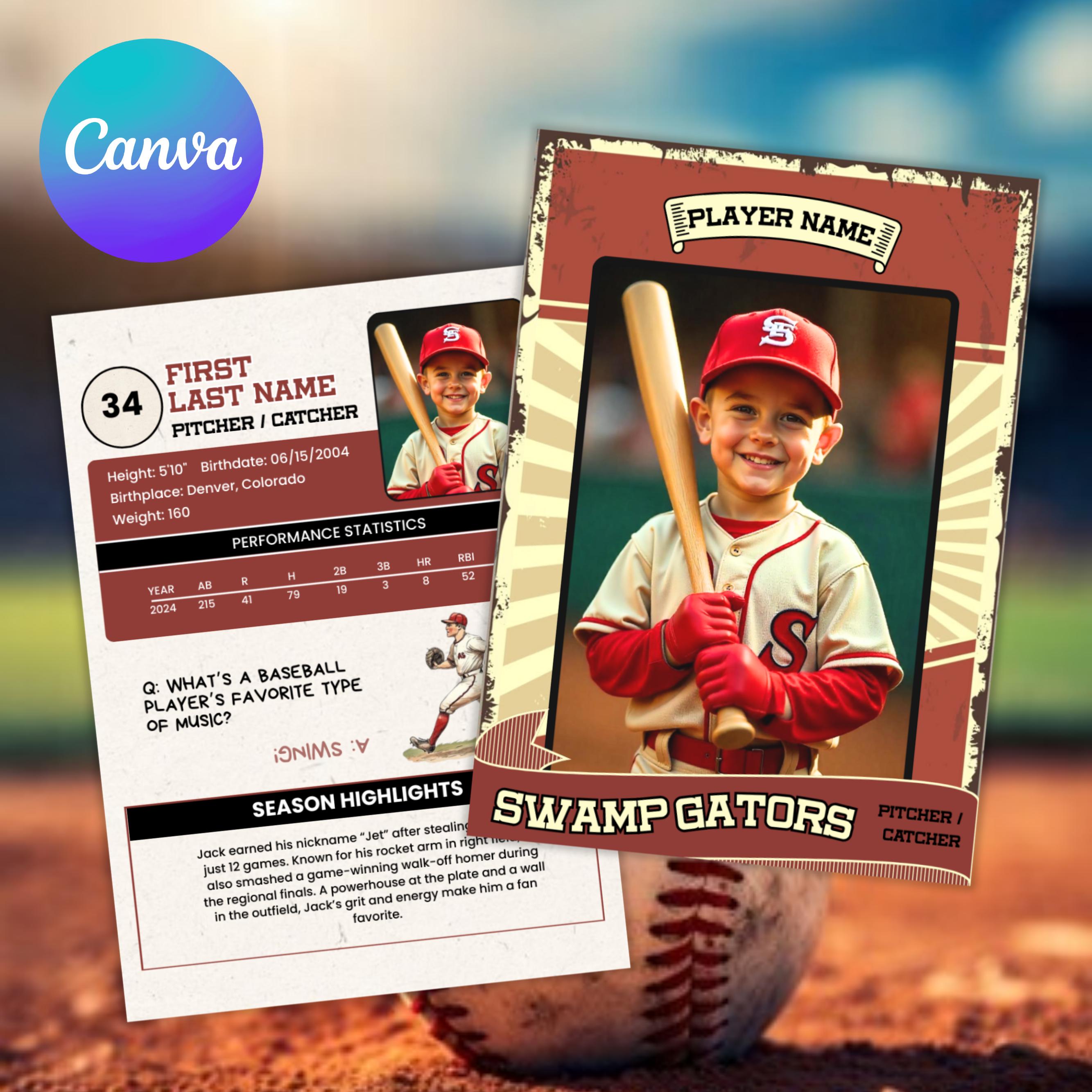 Baseball Trading Card Template, Editable Baseball Card Template,sports ...