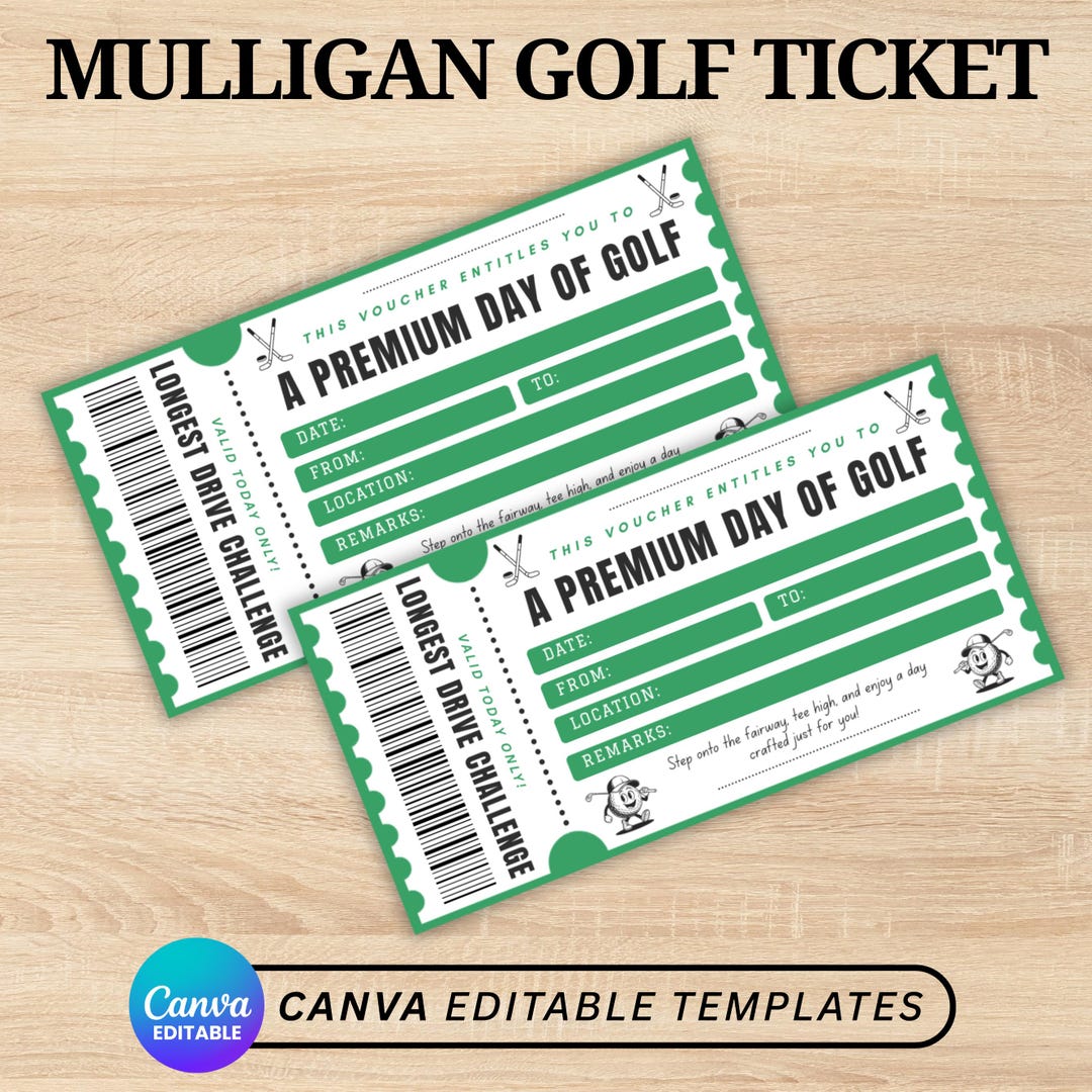 Editable Mulligan Ticket Template, Golf Mulligan Ticket, Printable ...