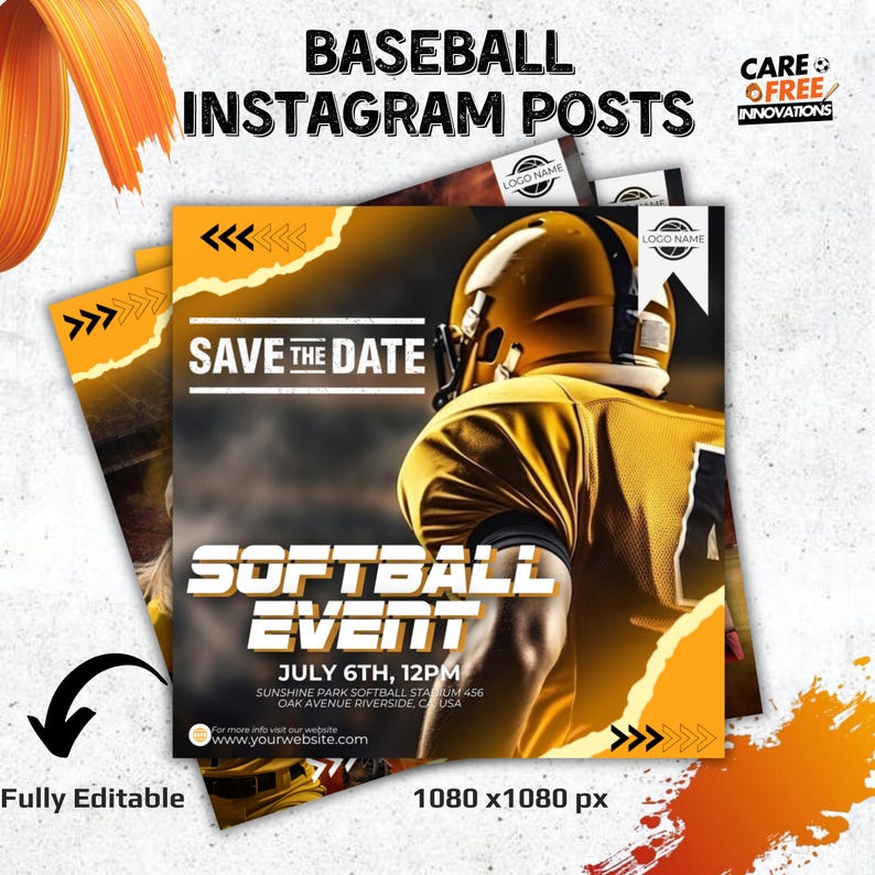 Baseball Instagram Posts Templates, Canva Baseball Templates, Baseball ...
