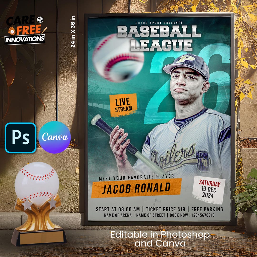 Photoshop Softball Poster Template, Sports Poster Psd Template, Senior ...