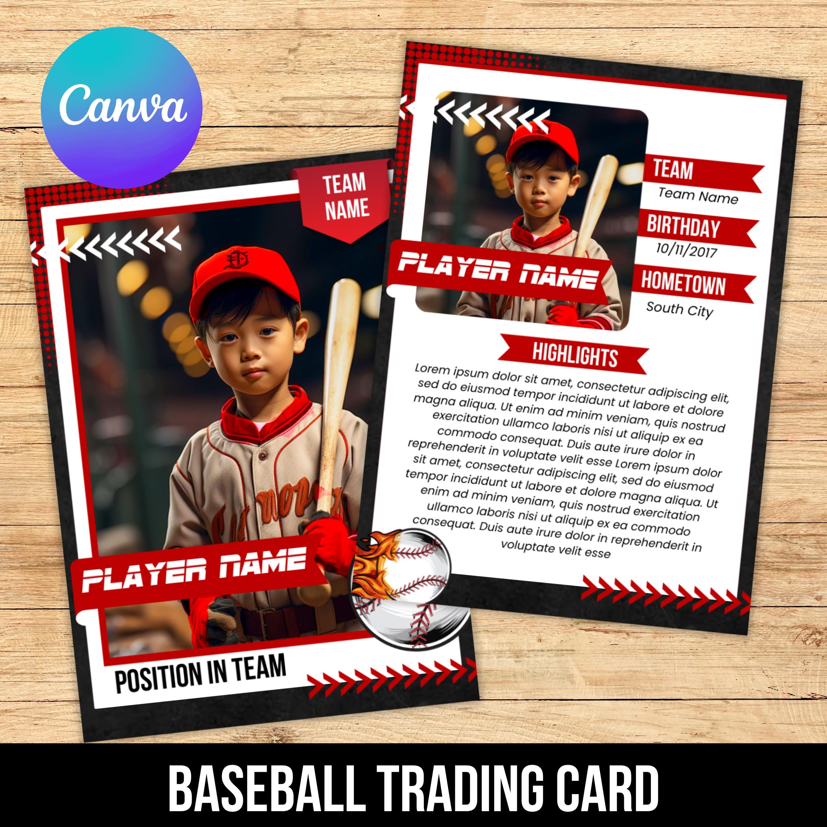 Baseball Card Canva Template, Editable Baseball Trading Card, Sports ...