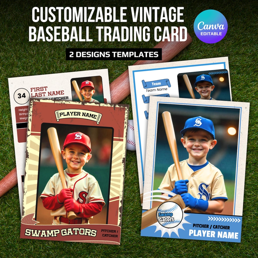 Baseball Card Canva Template, Editable Baseball Trading Card, Sports ...