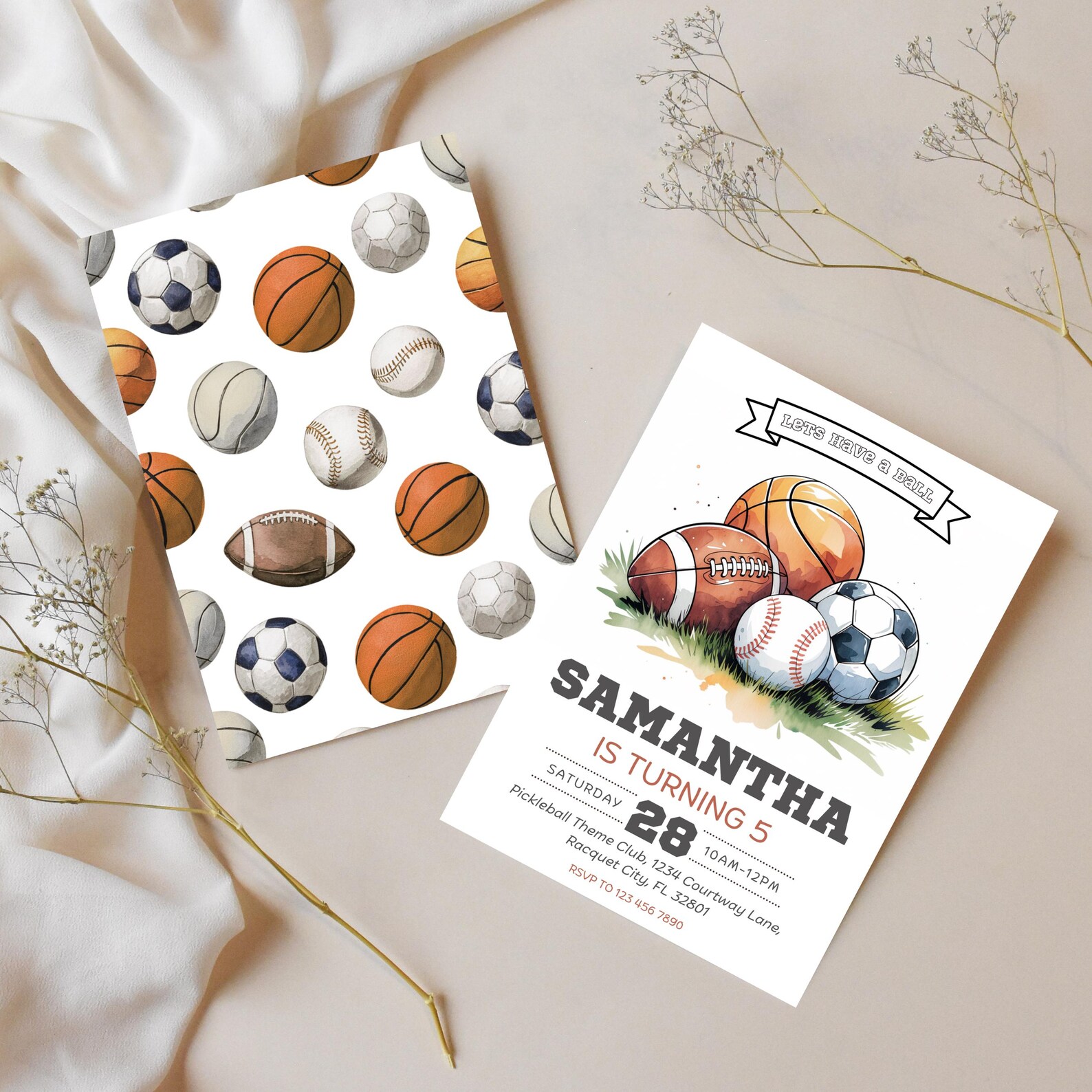 Lets Have A Ball, Editable Sports Birthday Invitation, Sports Party ...