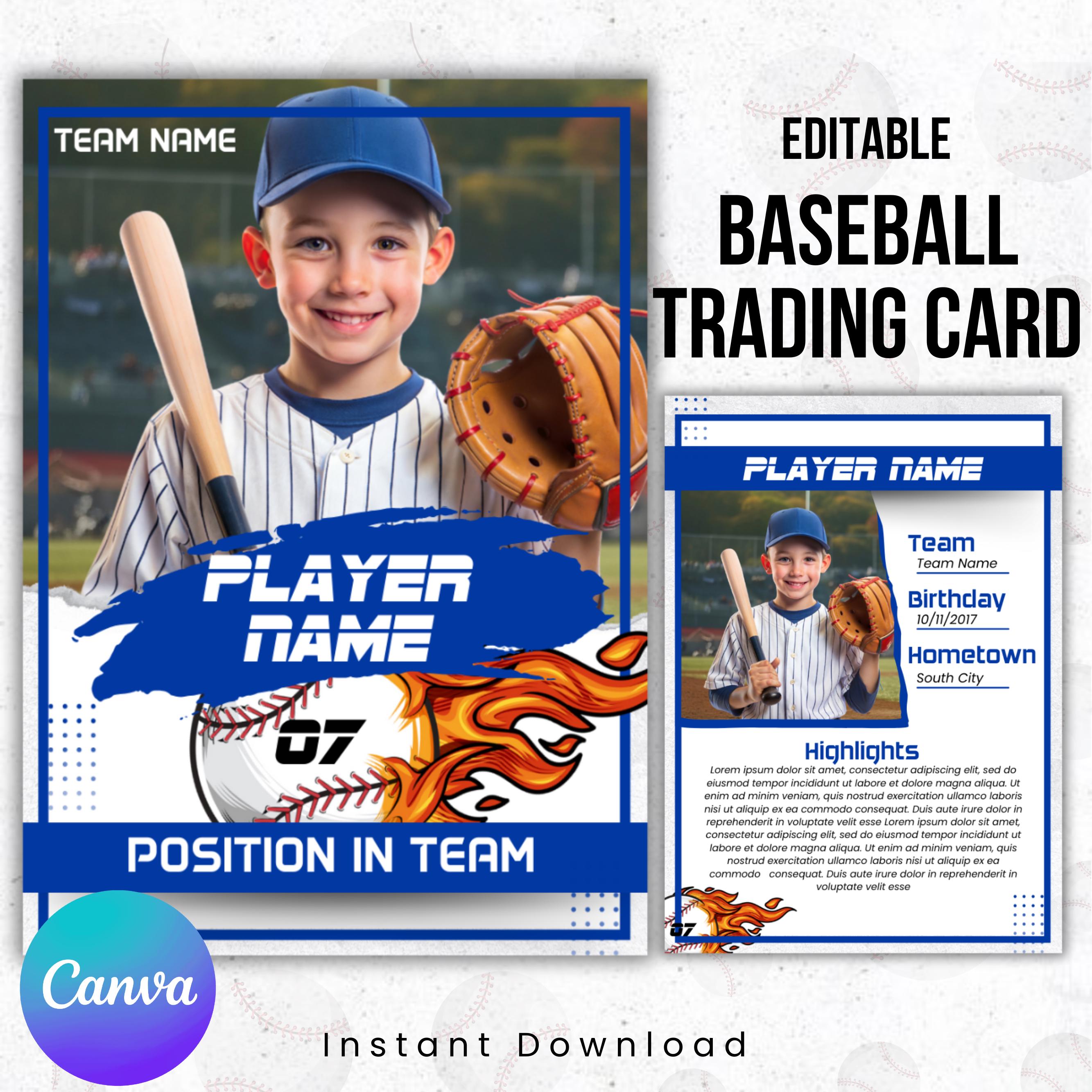 Baseball Card Canva Template, Editable Baseball Trading Card, Sports ...