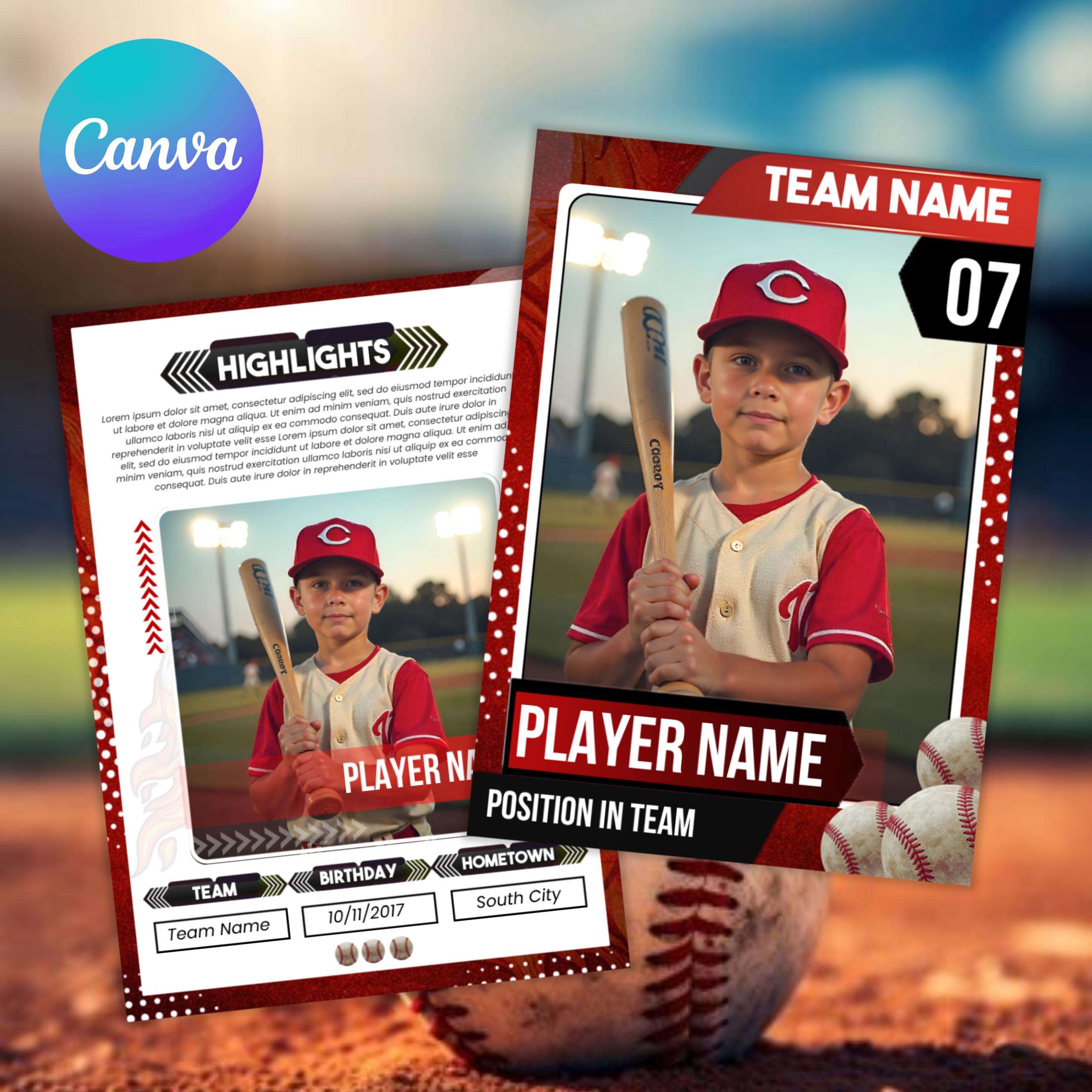 Baseball Trading Card Template, Editable Baseball Card Template,sports ...