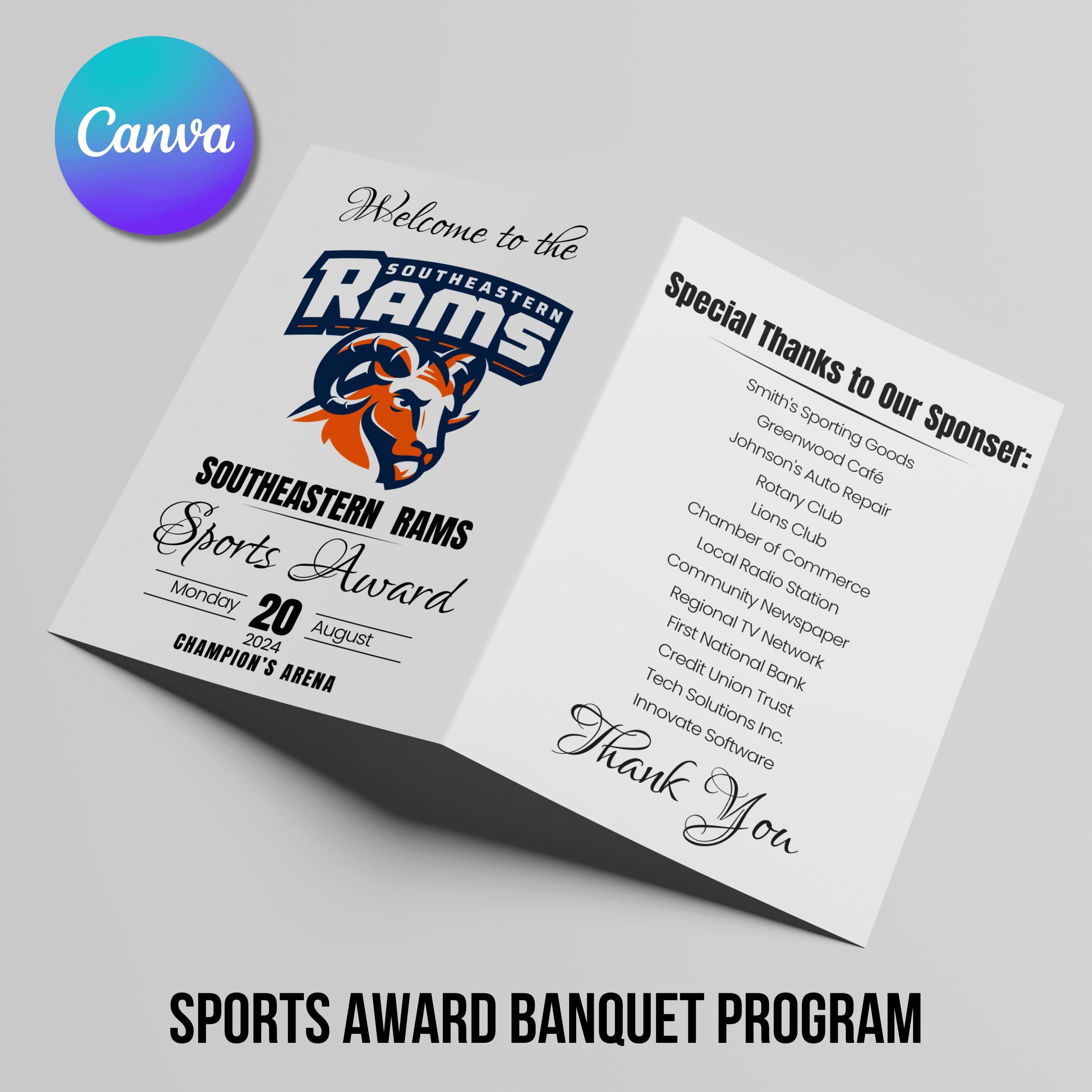 Sports Award Banquet Program Template, Athletic Banquet Program, Sports ...
