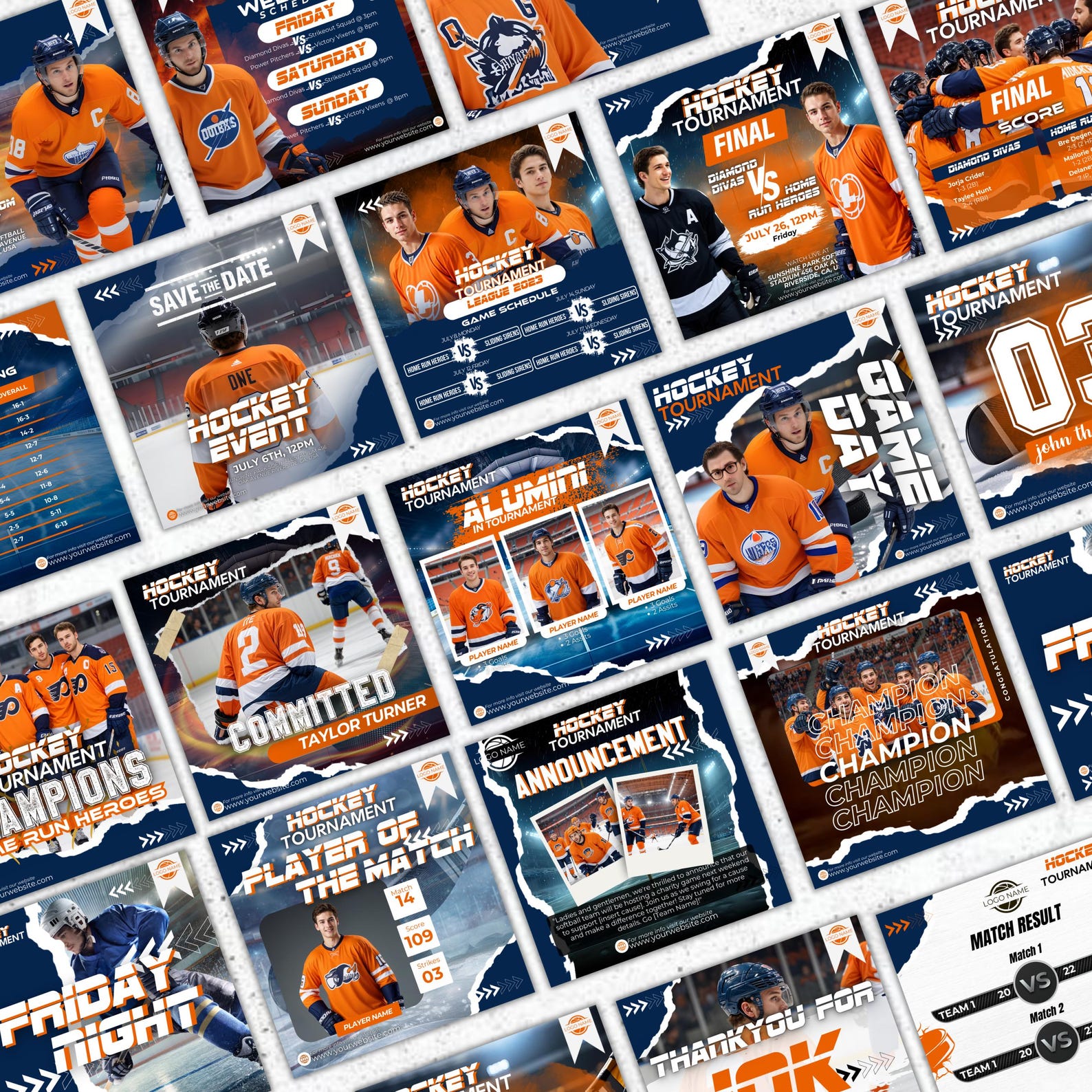 Hockey Instagram Post Template Bundle, Hockey Team Instagram, Hockey ...