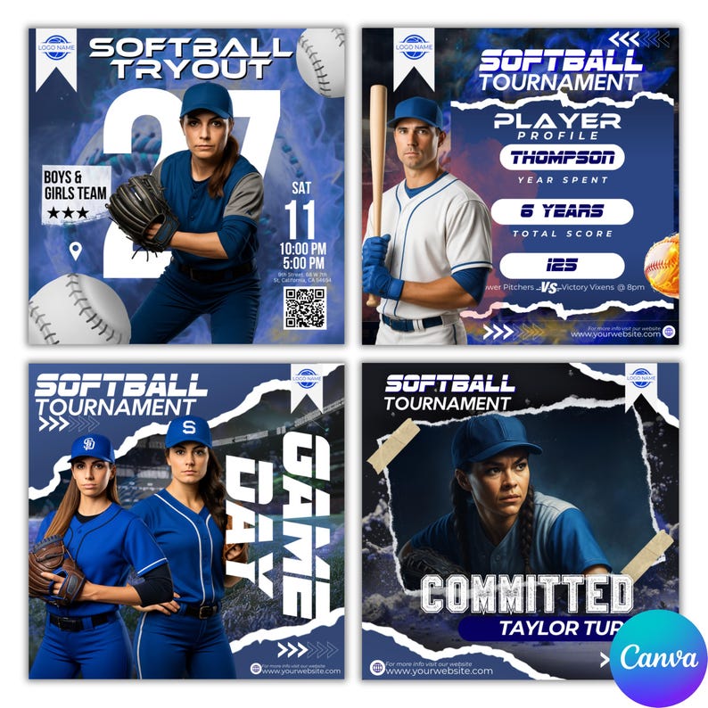 Editable Softball Iinstagram Templates, Softball Game Day, Softball ...