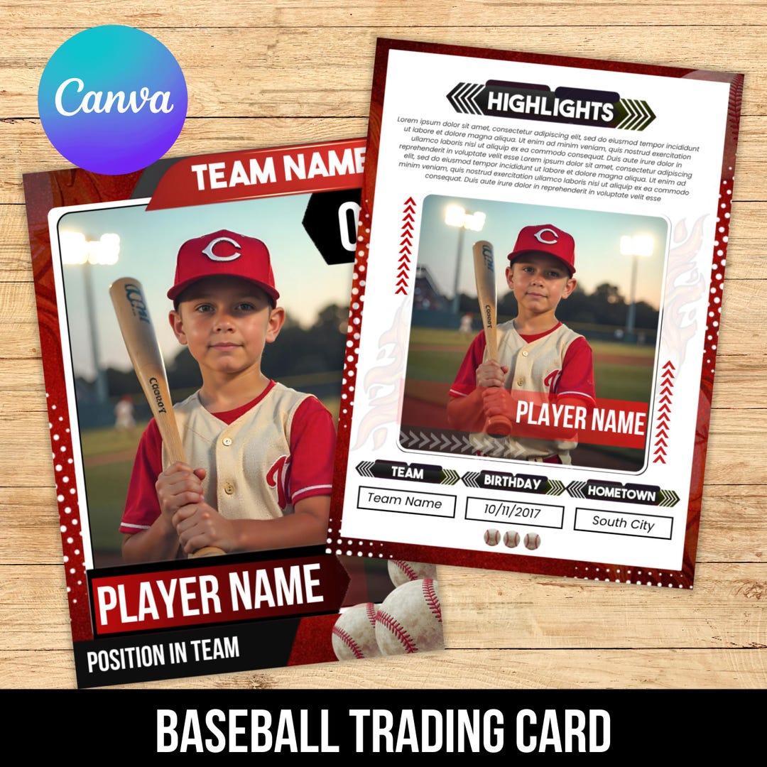 Baseball Trading Card Template, Editable Baseball Card Template,sports ...