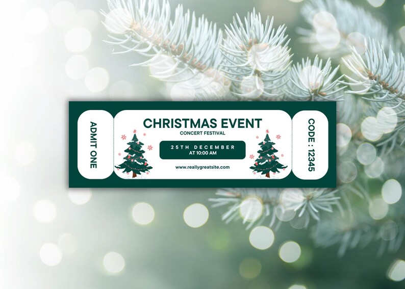 Green & White Christmas Ticket - Etsy