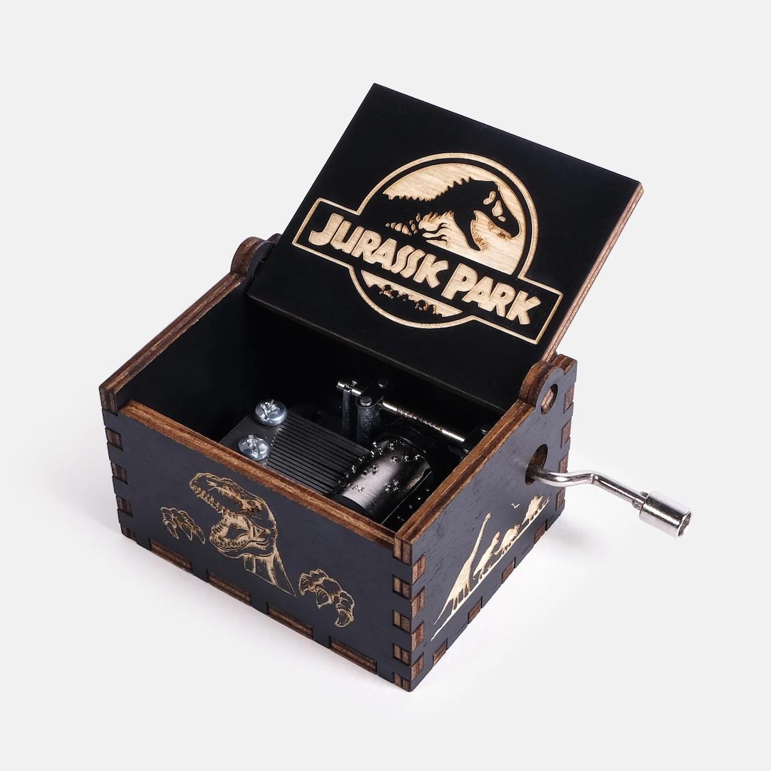 Jurassic Park Music Box Hand Crank Wooden Musical Box - Unique Gift - Etsy
