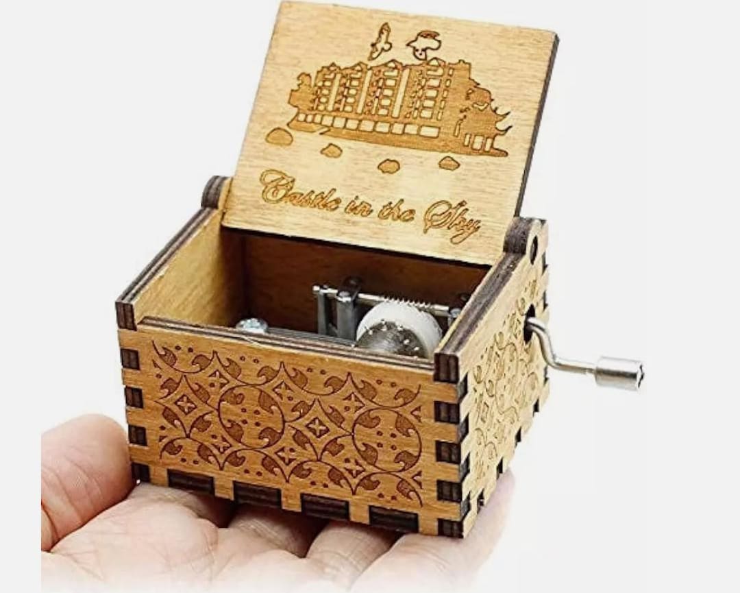 Castle in the Sky Music Box Hand Crank Wooden Musical Box - Unique Gift ...