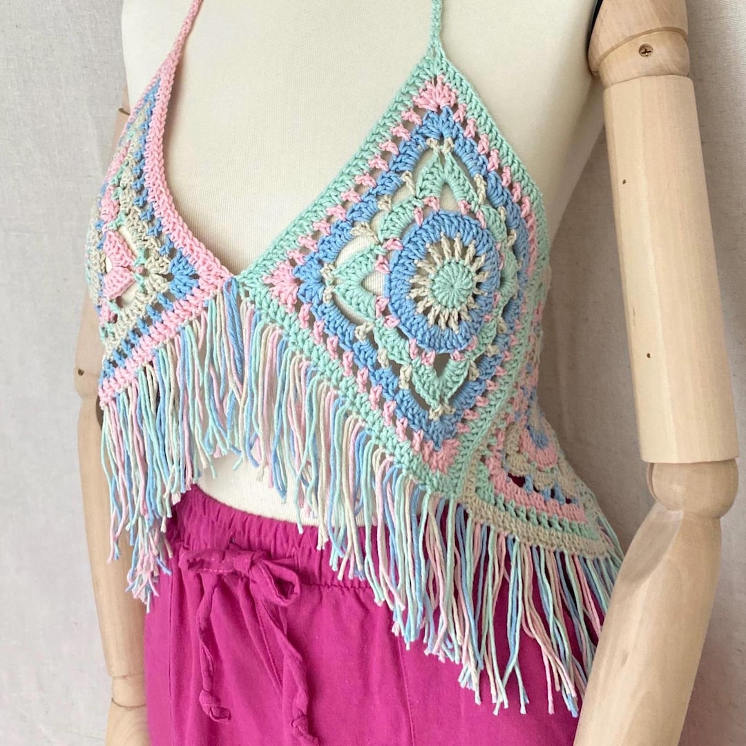 Pastel Crochet Bustier Top: Hand-crocheted Boho Knit - XS-XXL - Etsy