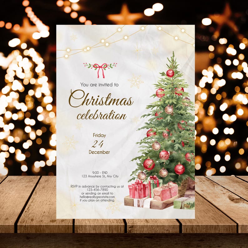 Editable Christmas Party Invitation, Holiday Dinner or Christmas Eve ...