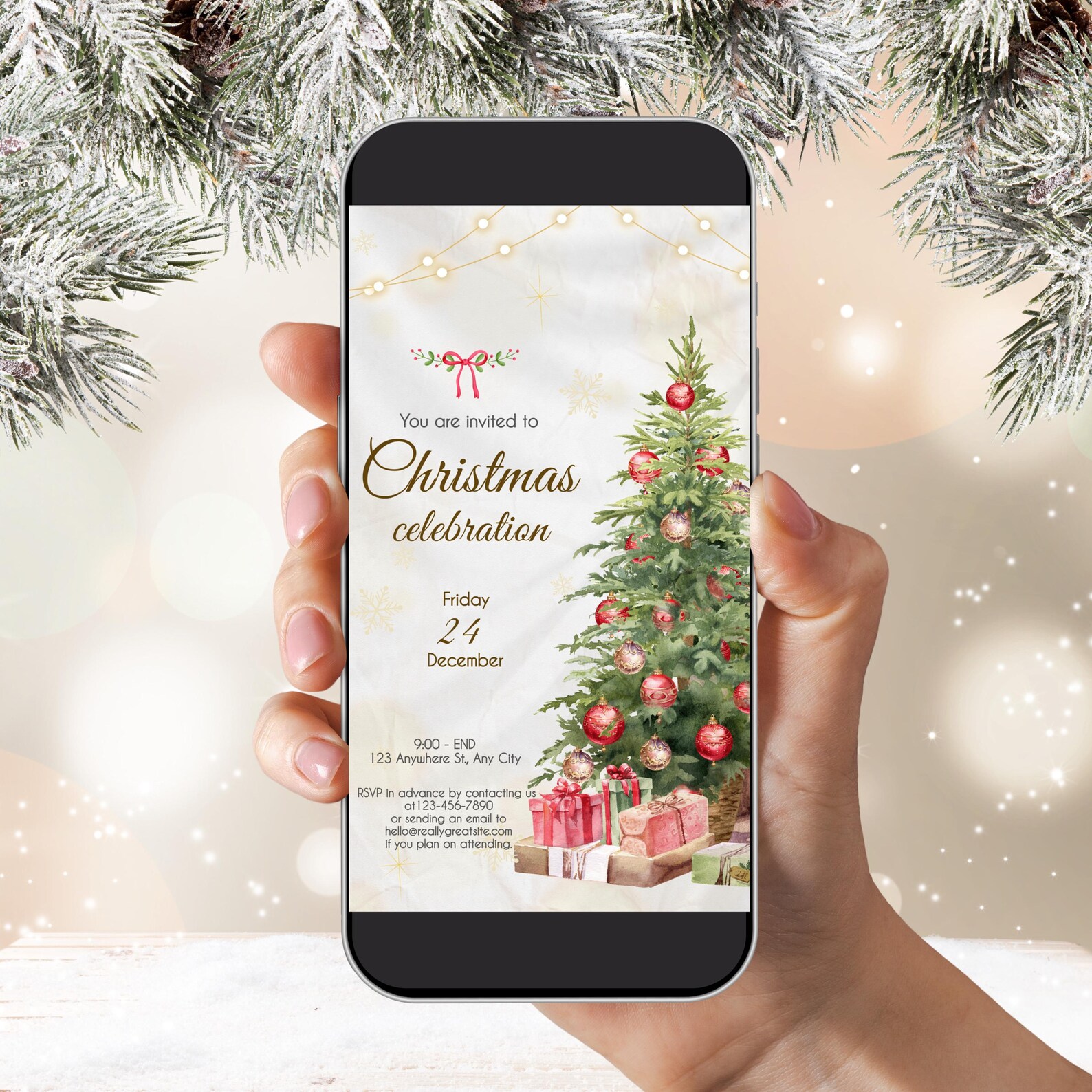 Editable Christmas Party Invitation, Holiday Dinner or Christmas Eve ...