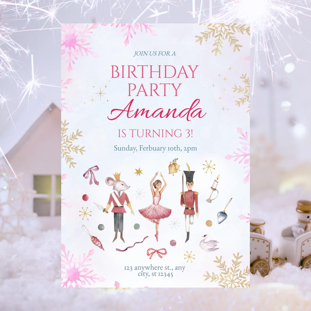 Editable Nutcracker Birthday Invitation Land of Sweet Invitation Sugar ...