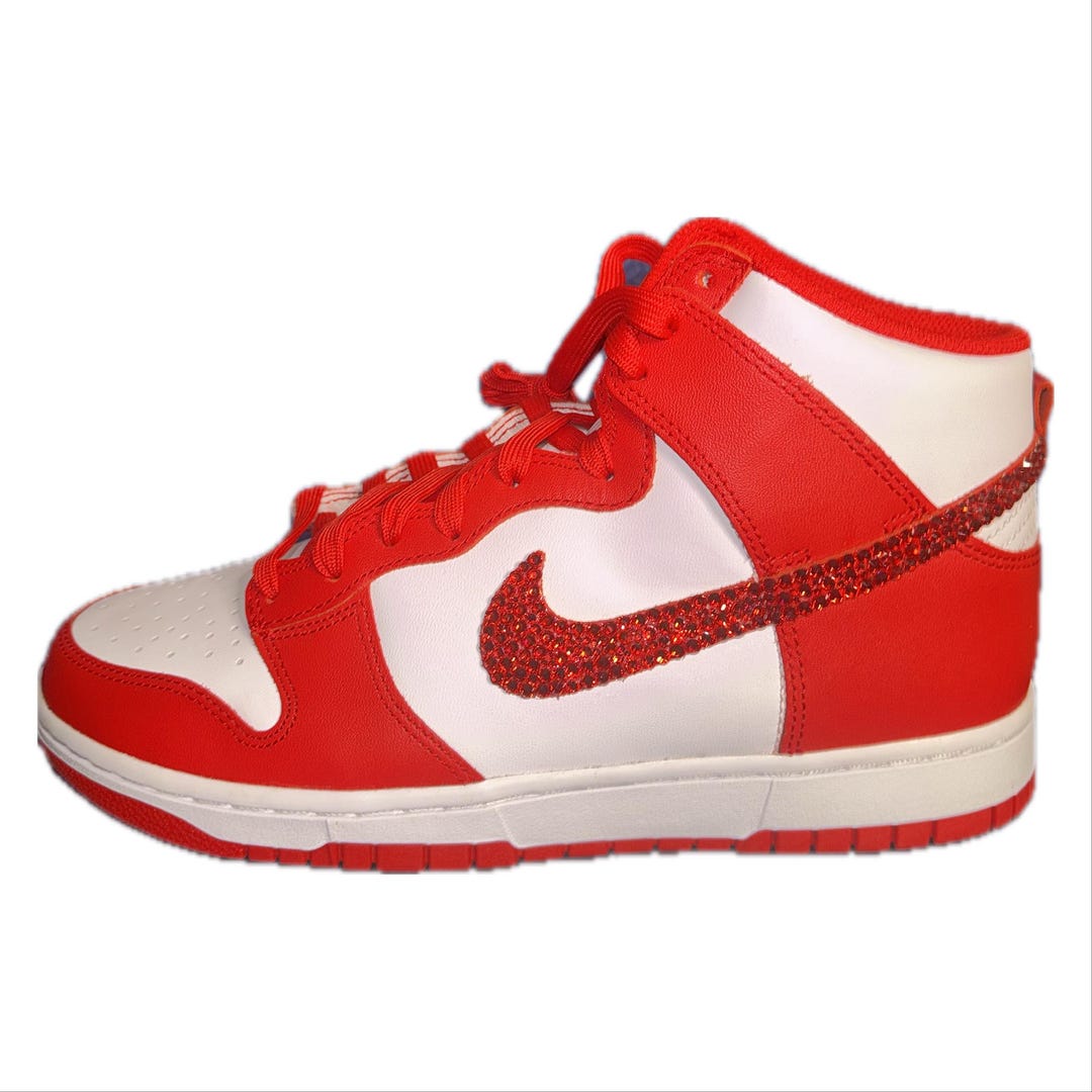 Blinged Nike Dunk High championship Red swoosh Only - Etsy