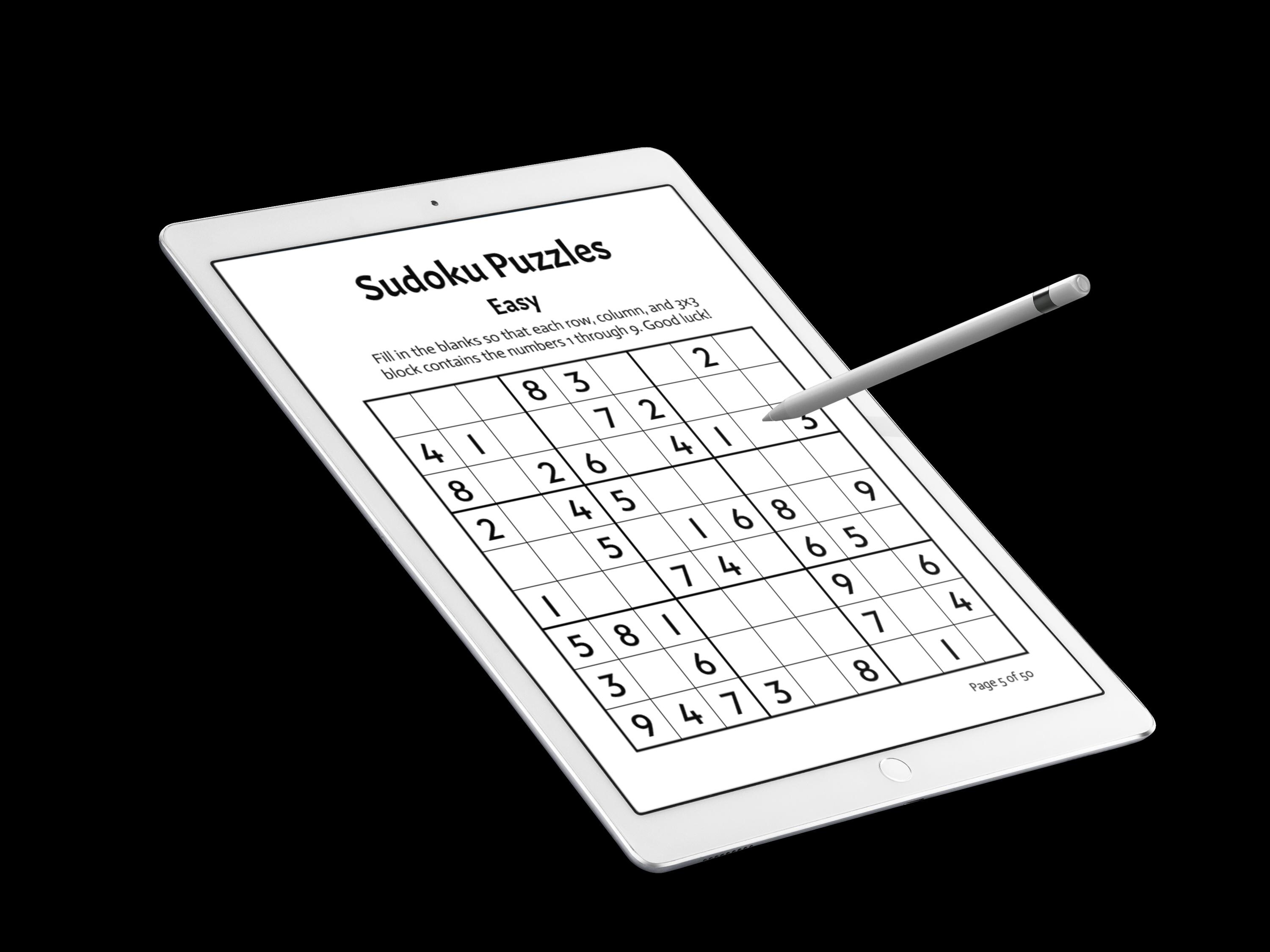 50 EASY Sudoku Puzzles - PRINTABLE Activity Pages - Letter Size - Value ...