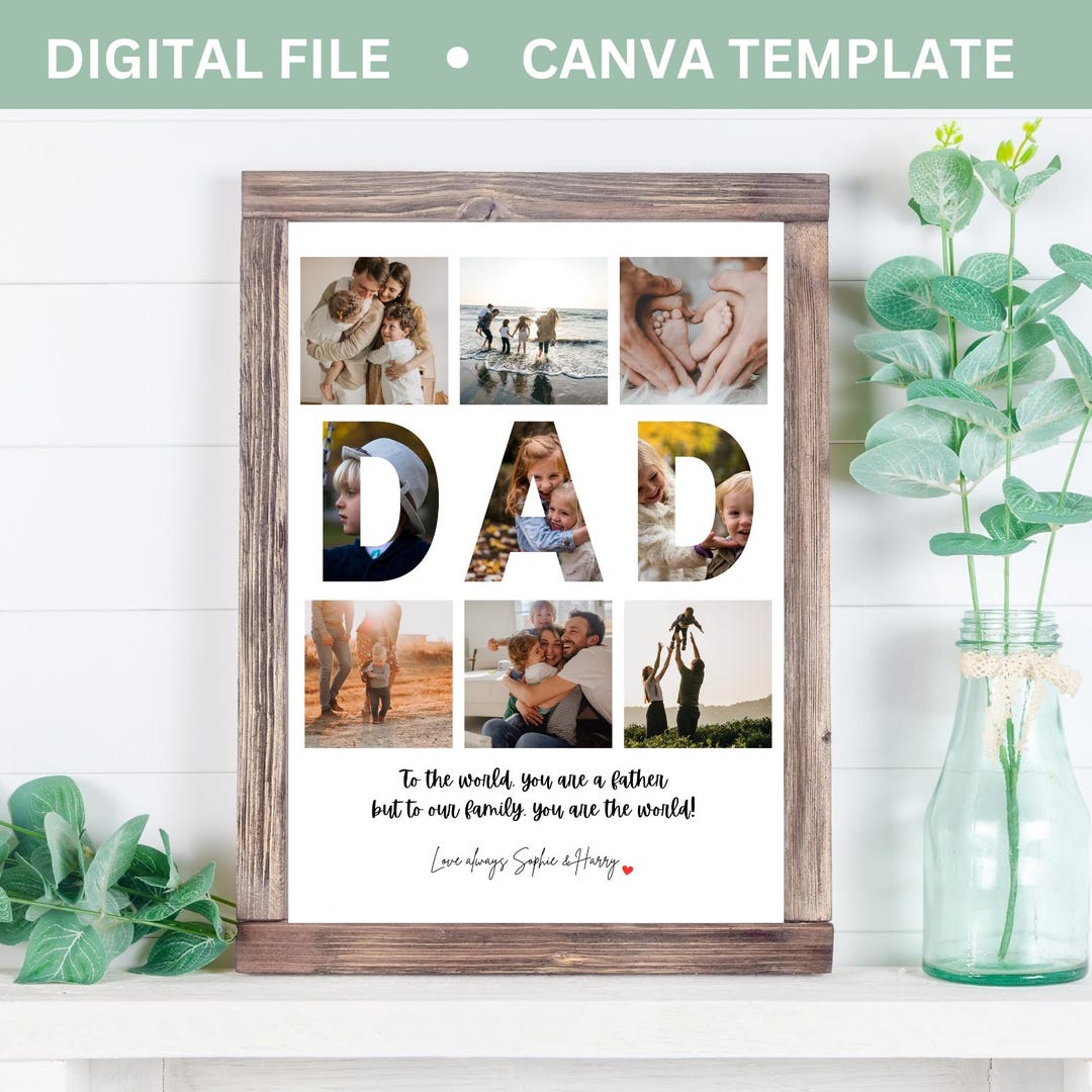 Dad Digital Photo Frame, Digital Template, Fathers Day Canva Template ...