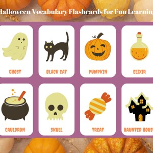 Halloween Vocabulary Flashcards for Fun Learning + BONUS - Etsy