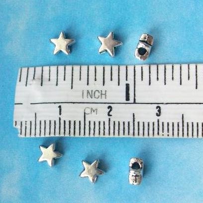100 Very Tiny Star Beads, Smooth/plain, Shiny Silver Tone, 5mm - Etsy