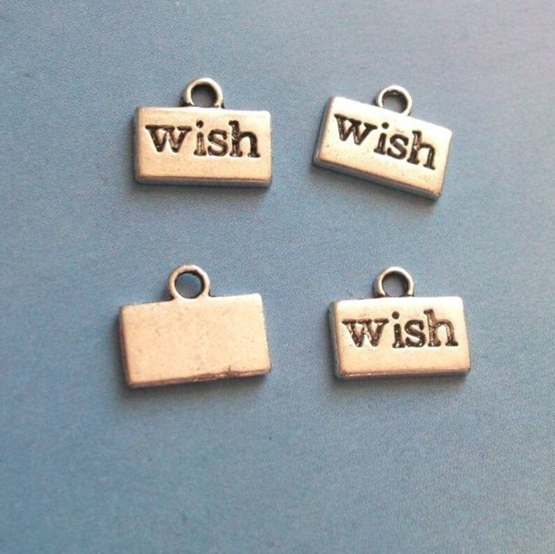10 'wish' Charms, Silver Tone, 13mm - Etsy